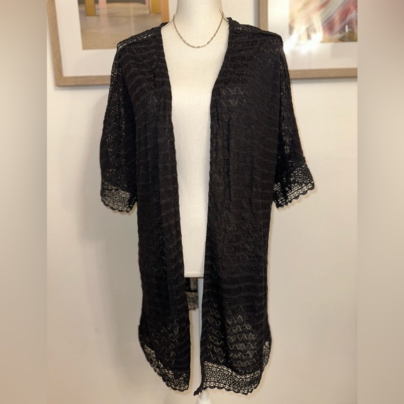 a.n.a | Sweaters | Ana Black Sheer Short Sleeve Cardigan | Poshmark